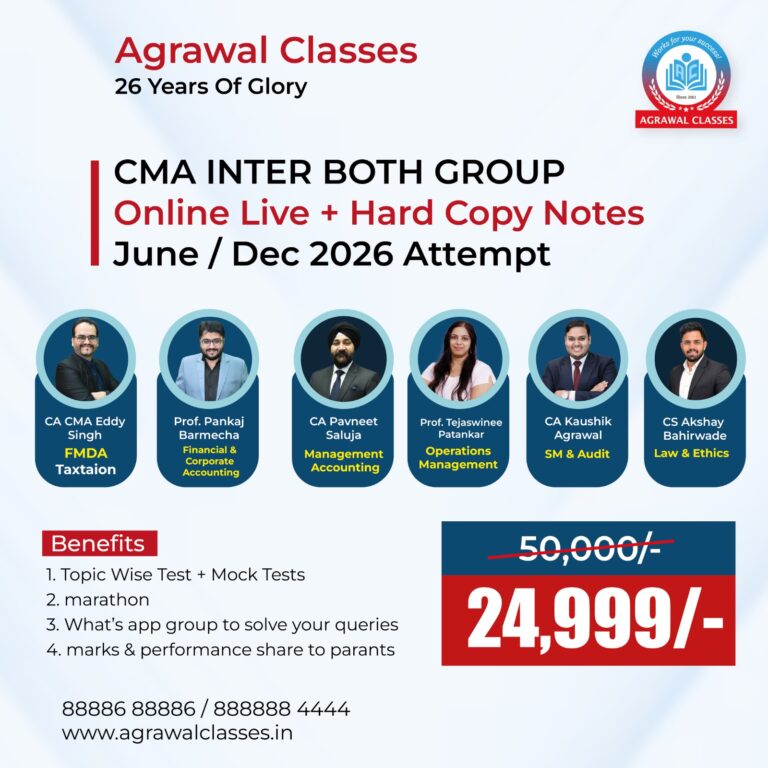 CMA INTER Both Groups - Online Live + Hard Copy Notes - Agrawal Classes